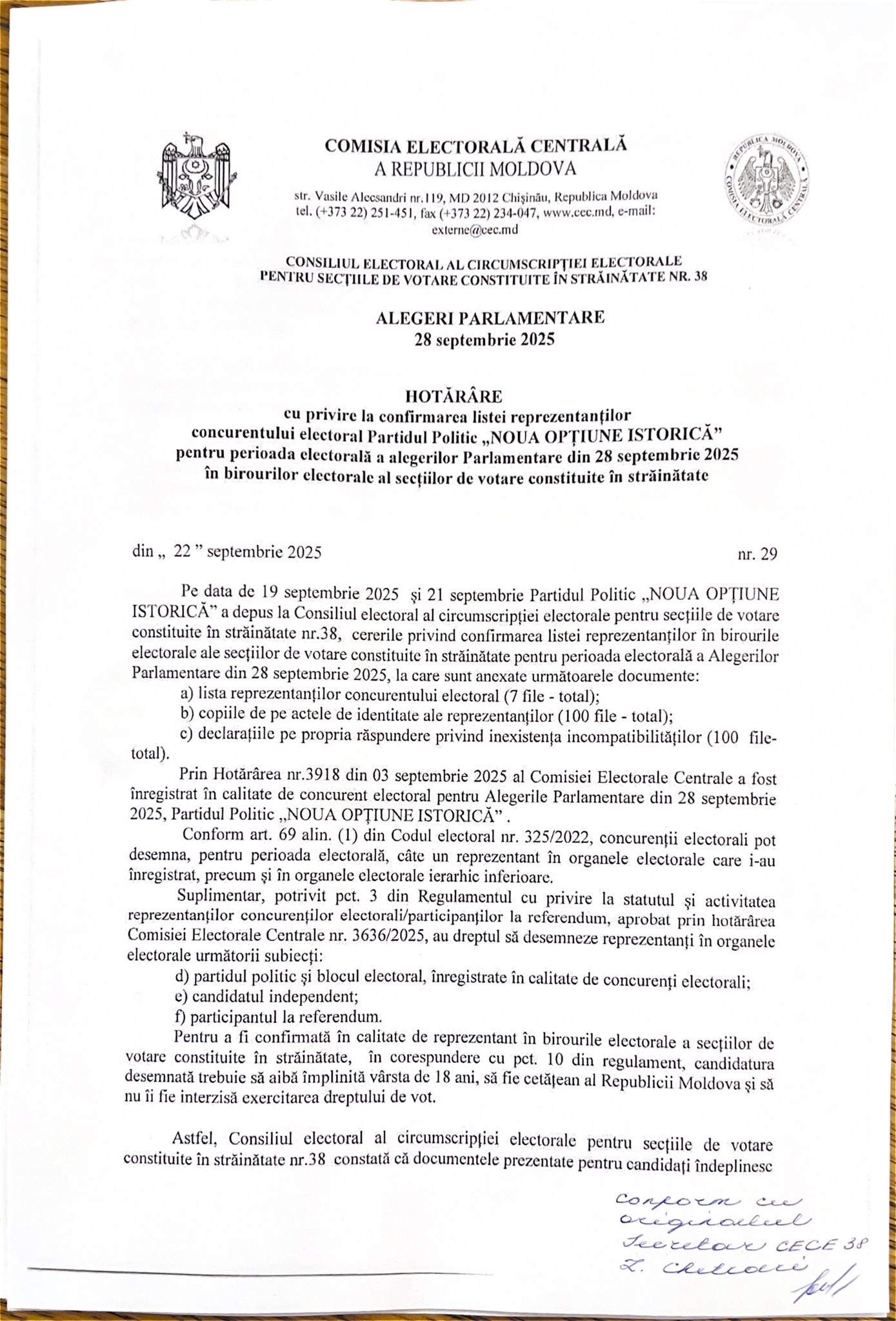 Partidul Politic "Noua Opțiune Istorică" va avea observatorii săi ...